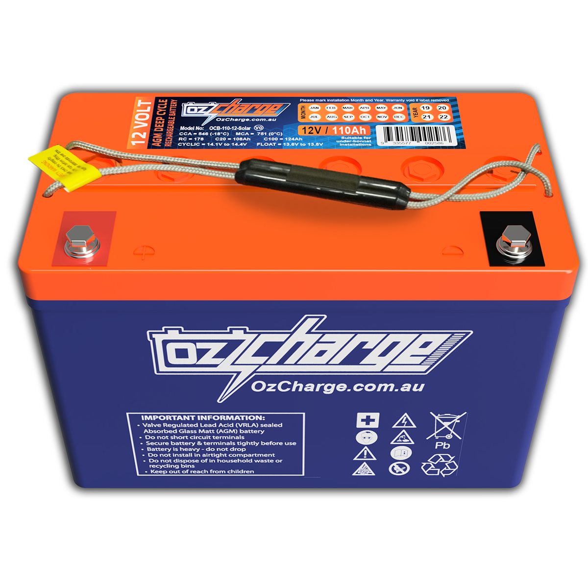 12V 110Ah DC Battery | OzCharge 12V Car & Mobility Scooter Batteries