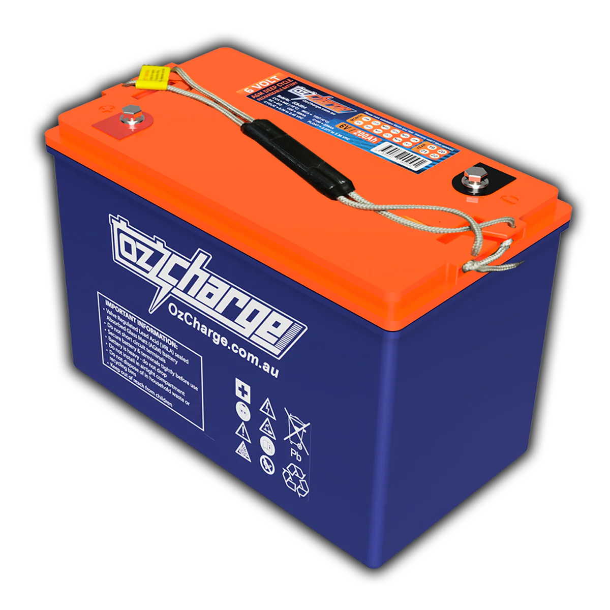 6V 200Ah AGM Deep Cycle Battery | OzCharge Mobility Scooter Batteries