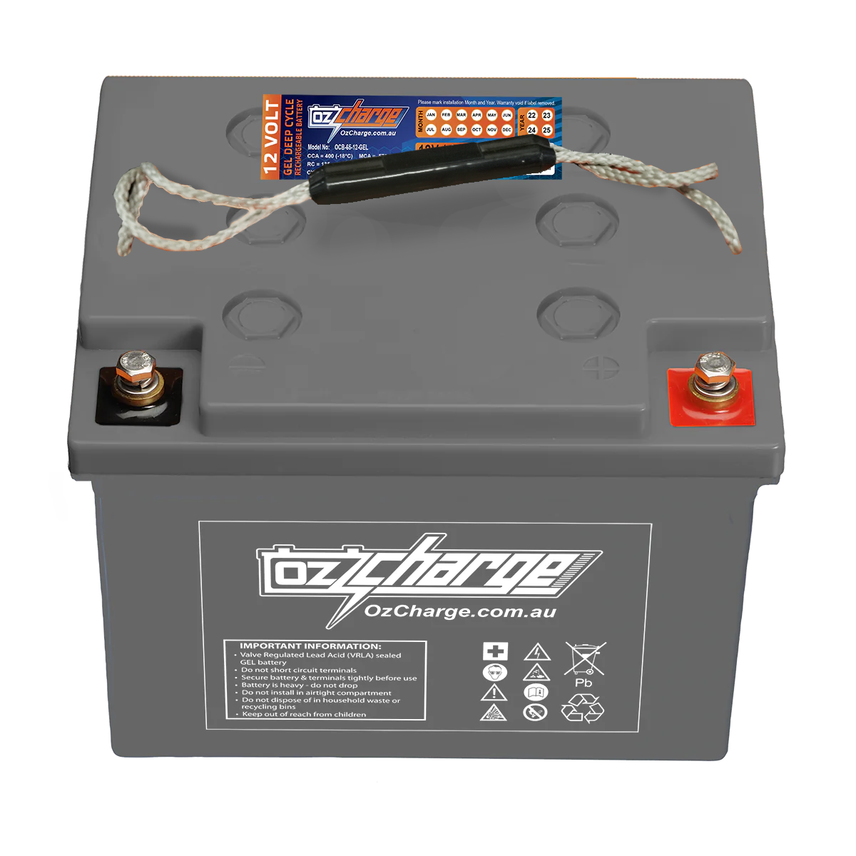 12V 65Ah GEL Deep-Cycle Battery | OzCharge Mobility Scooter Batteries