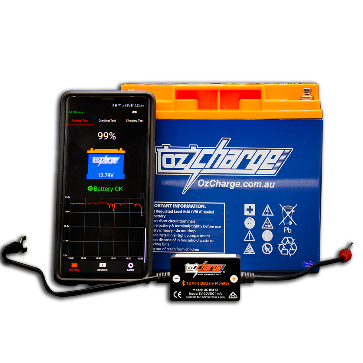 12V Bluetooth Battery Monitor | OzCharge battery charger and more