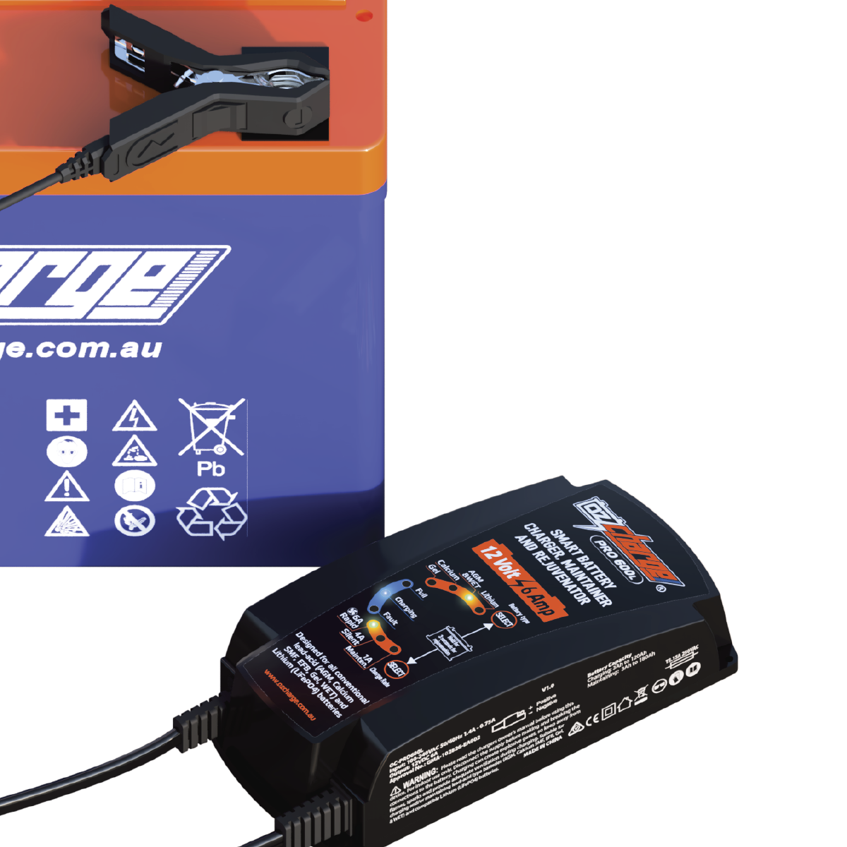 12V 6A Pro Series Universal 12V Battery Charger and Maintainer Lead ...